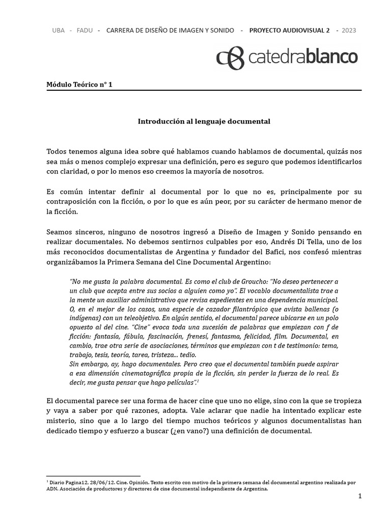 PAV2 Blanco 2023 - Módulo Teórico Nº1 - Introducción Al Lenguaje Documental | PDF | Estudios de ...