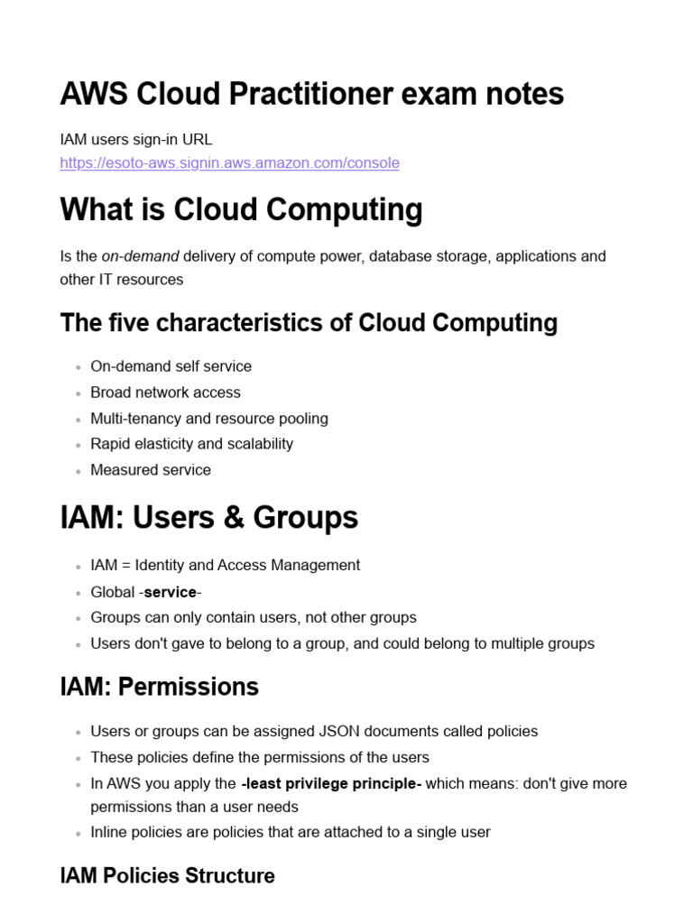 Aws Cloud Practitioner Exam Notes Pdf
