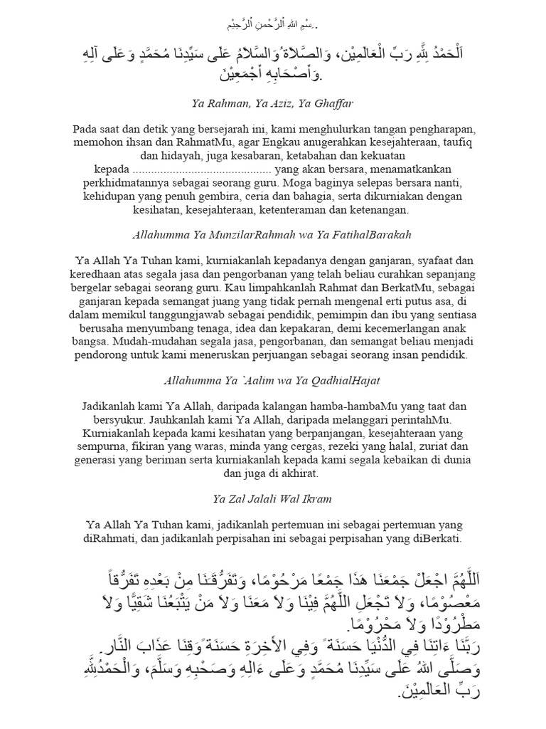 DOA MAJLIS PERSARAAN | PDF