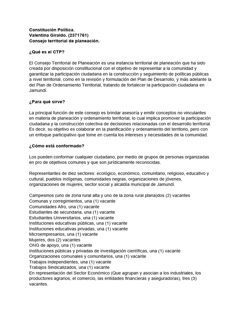 Consejo Territorial de Planeación Jamundí | PDF | Valores | Planificación
