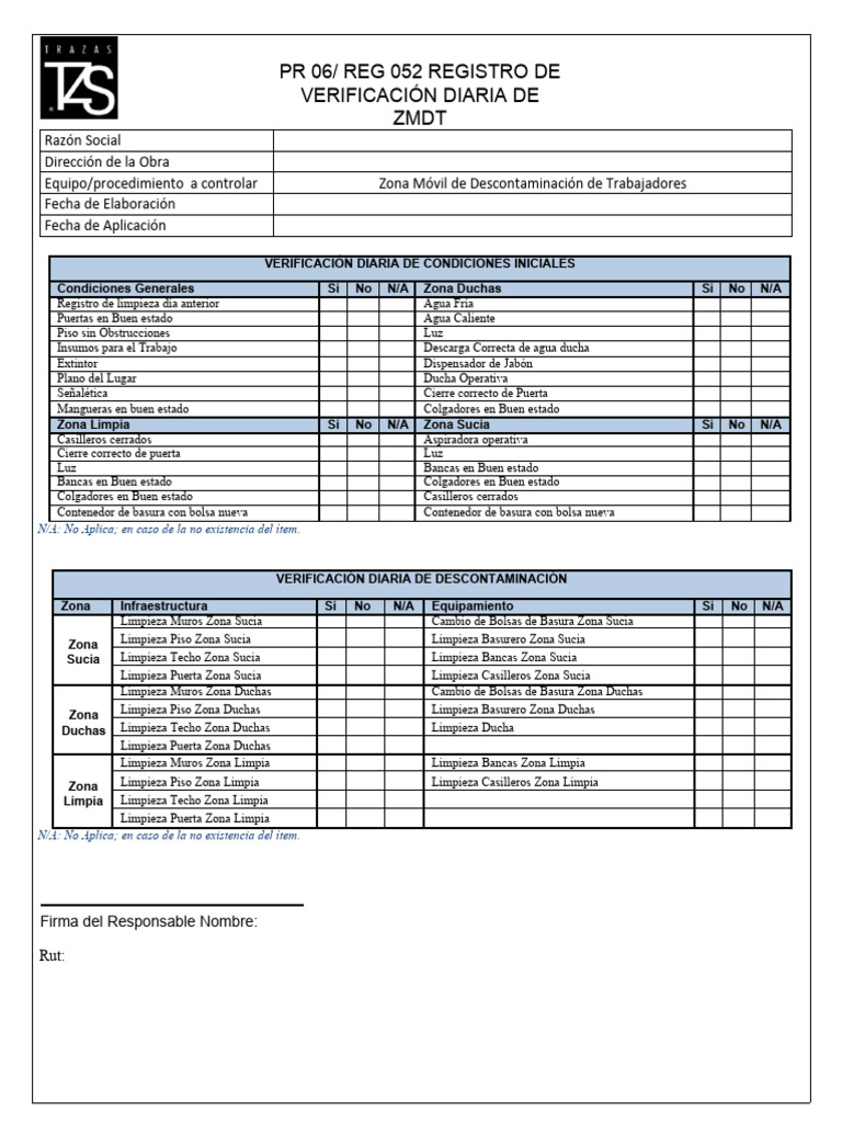REG - 052 Checklist Diario ZDMT | PDF