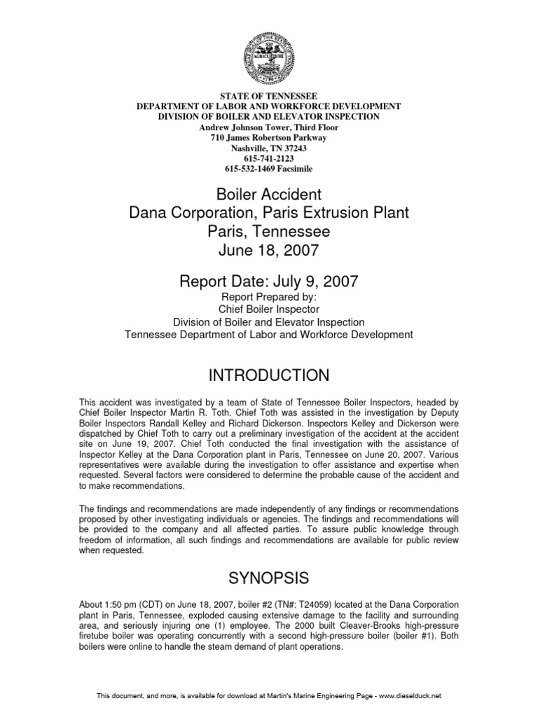 Paris TN Boiler Explosion Report | PDF | Boiler | Valve