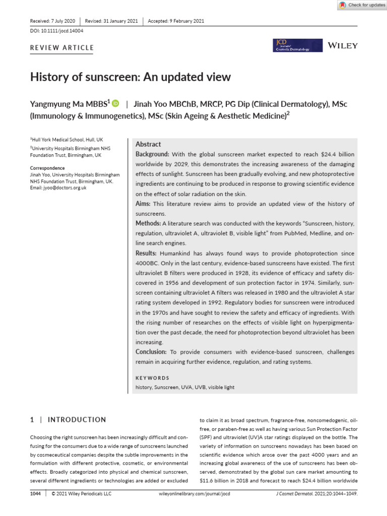 History of sunscreen | PDF