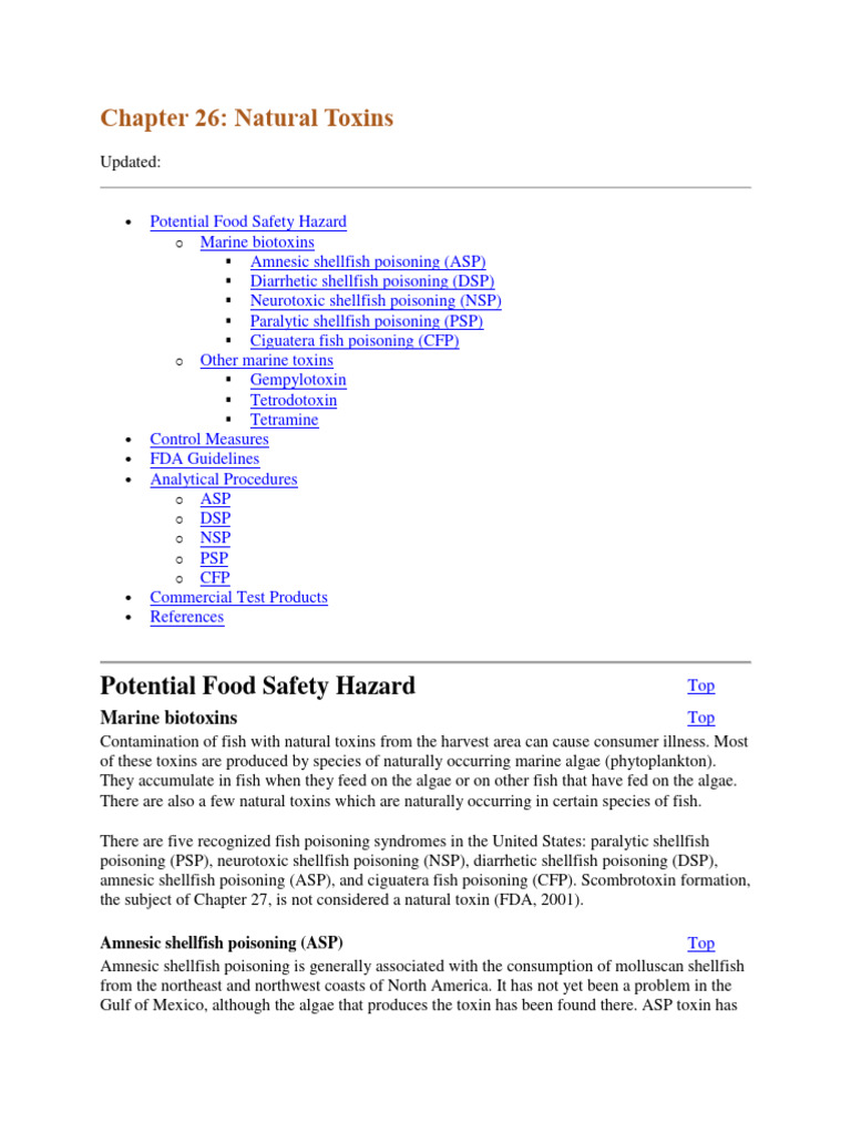 Marine Toxins and Shellfish Poisoning | PDF