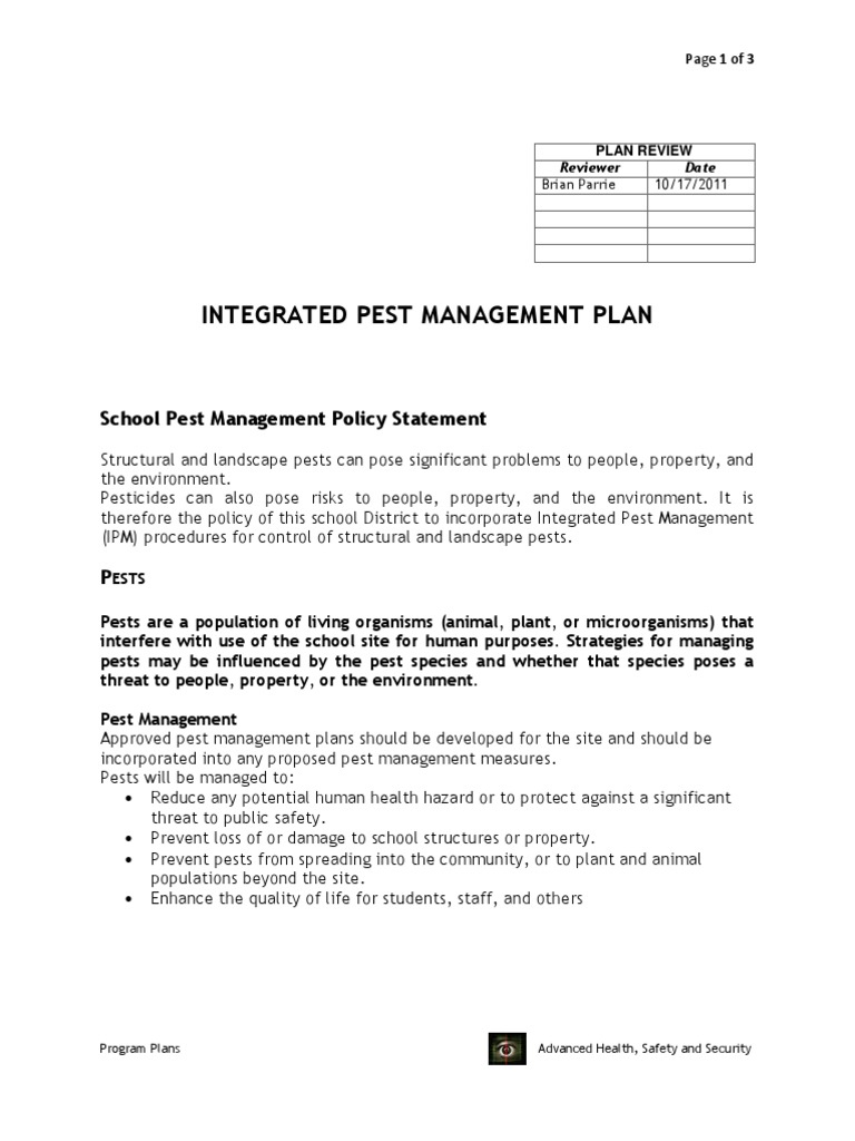 Ellsworth Integrated Pest Management Plan | PDF