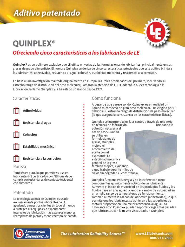 Quinplex Additive Flyer SP | PDF | Lubricante | Sustancias químicas