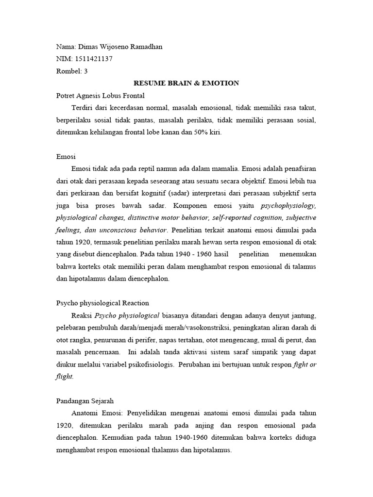 Emosi dan Otak: Struktur dan Fungsi | PDF | Ilmu Sosial | Sains ...