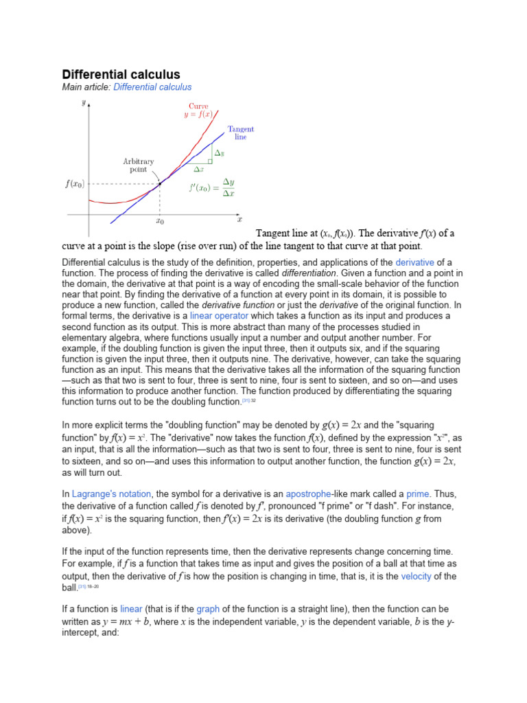 Differential calculus | PDF | Derivative | Function (Mathematics)