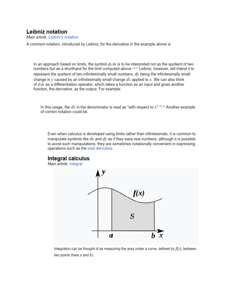 Leibniz Notation of Calculus | PDF | Integral | Calculus