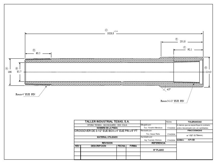 PLANOS (Crossover de 4 EUE Pin X 3,5 EUE Box X 6 FT) | PDF