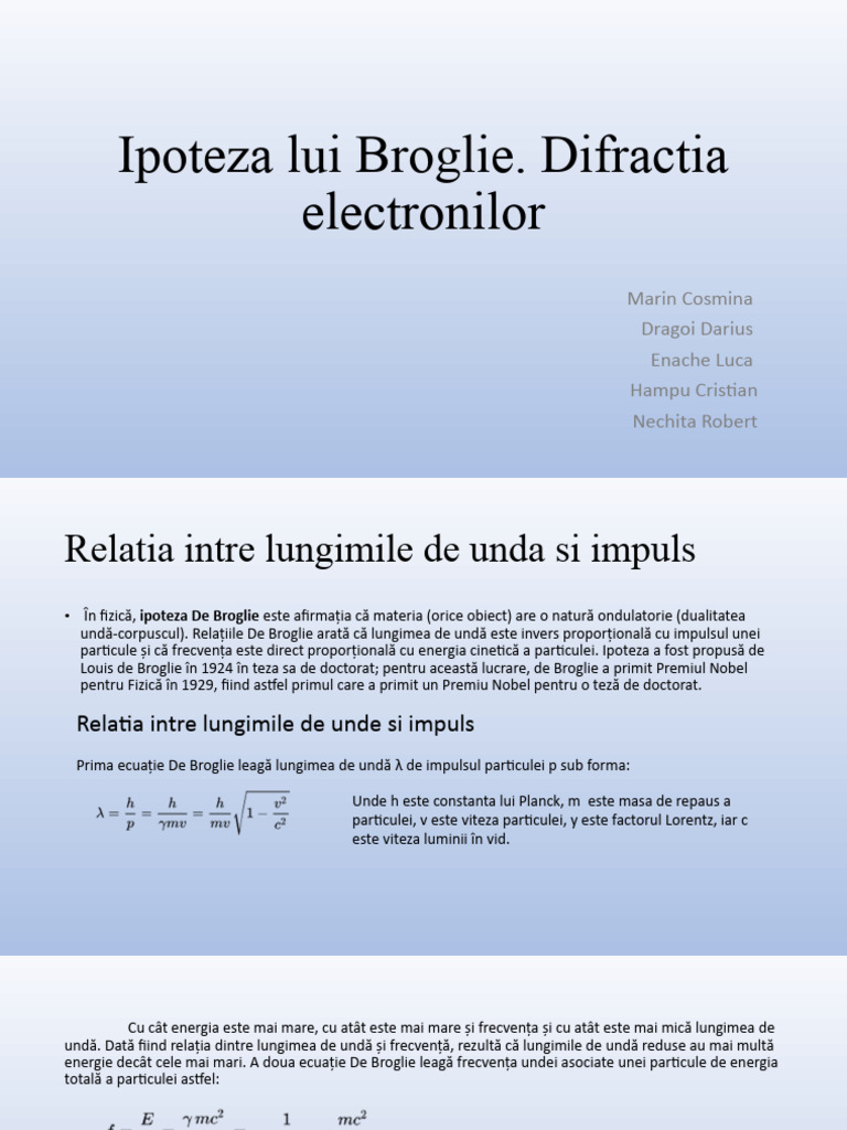 Ipoteza Lui Broglie | PDF