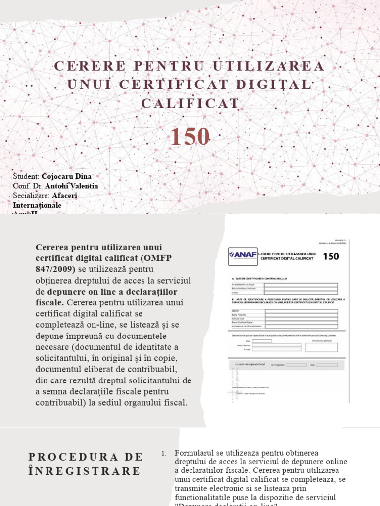 Cerere pentru utilizarea unui certificat digital calificat | PDF