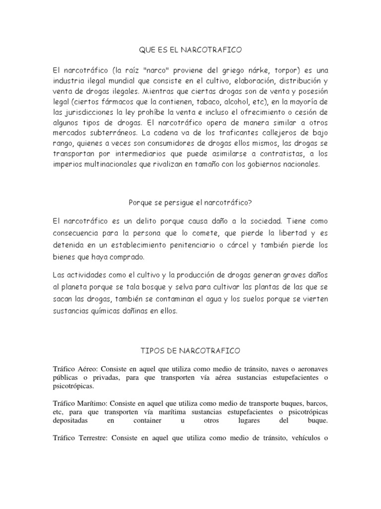 Que Es El Narcotrafico | PDF | Guerra Mexicana contra las Drogas | Comercio ilegal de drogas