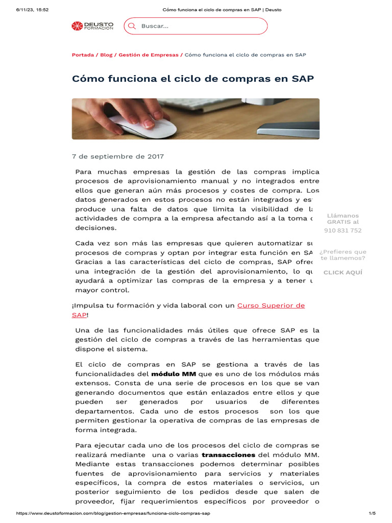 Cómo Funciona El Ciclo De Compras En Sap Pdf Obtención 8679