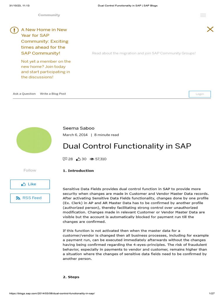 SAP Dual Control for Sensitive Fields | PDF | Business