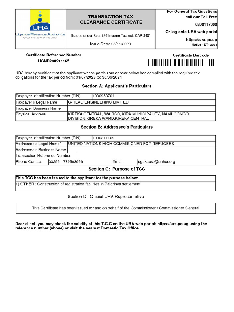 Tax Clearance Obongi | PDF | Finance & Money Management
