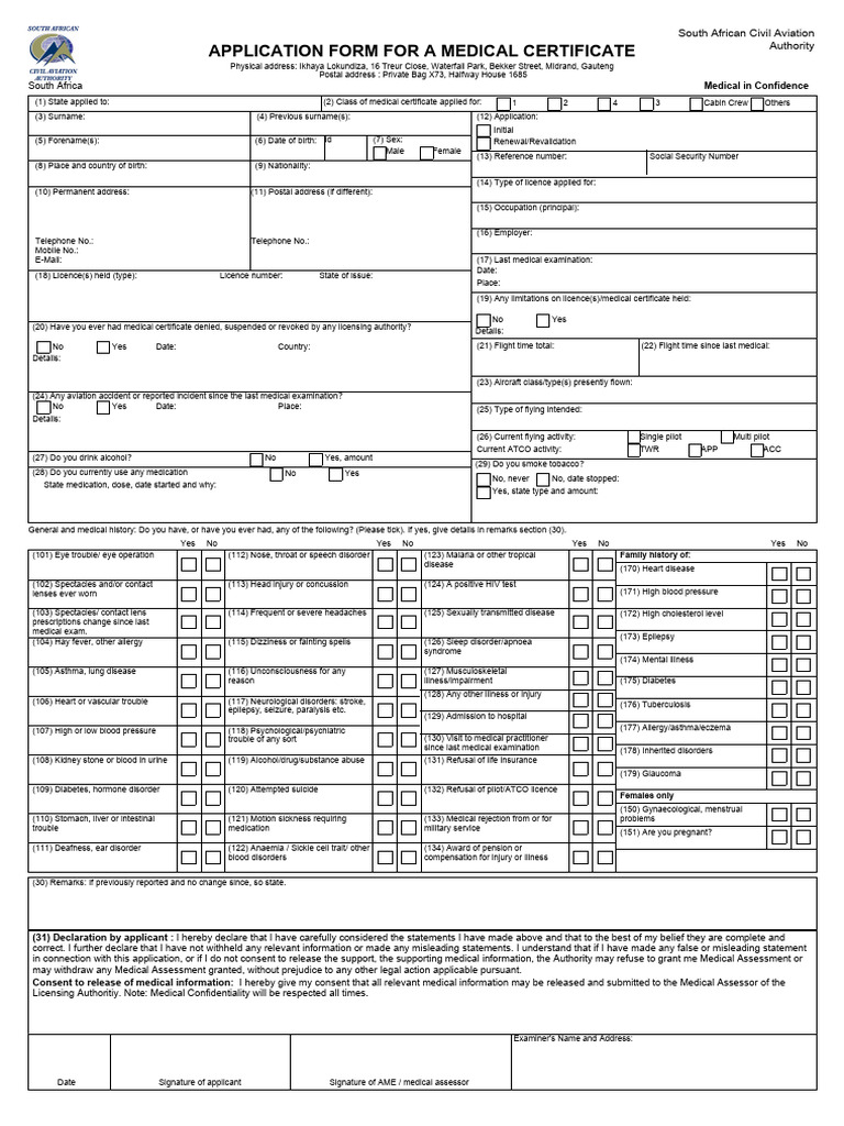Medical Certificate Application Form | PDF | Epilepsy | Hypertension