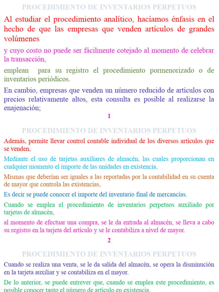 2021 Unidad 1 Presentación 15 Tema 16 Procedimiento de Inventarios Perpetuos | PDF