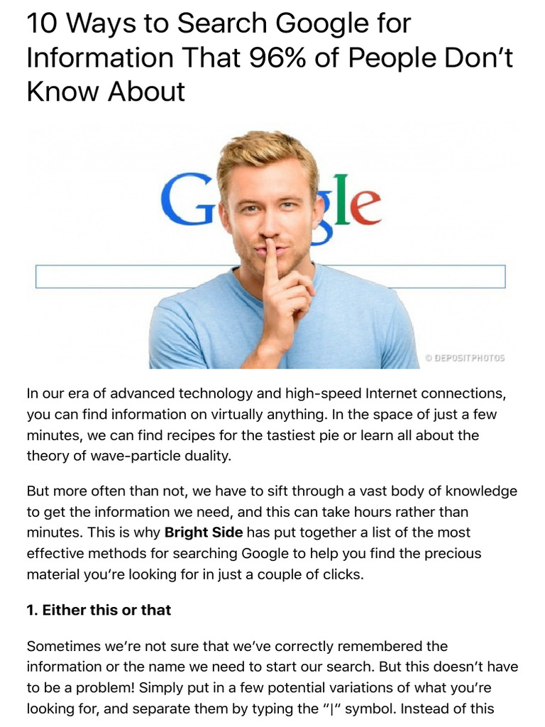 10 Ways To Search Google For Information That 96% of People Don't Know ...