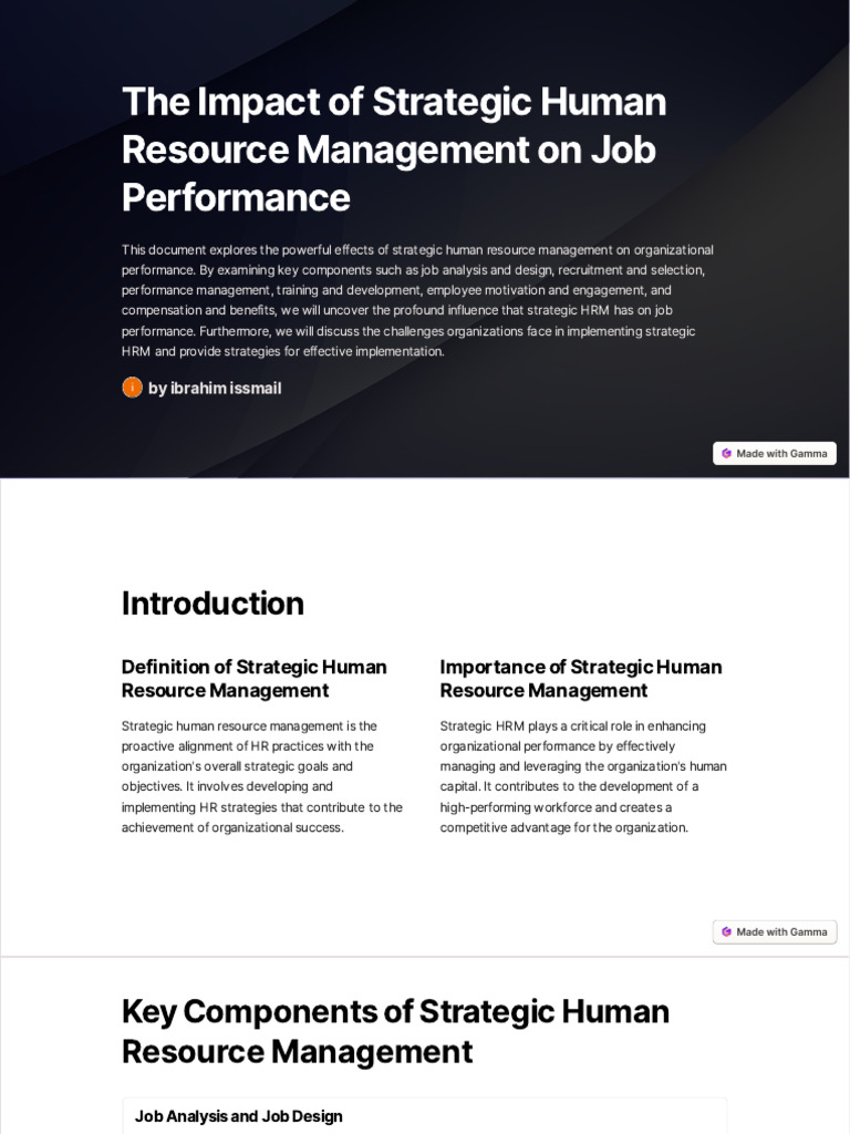 The Impact of Strategic Human Resource Management On Job Performance | PDF | Human Resource ...