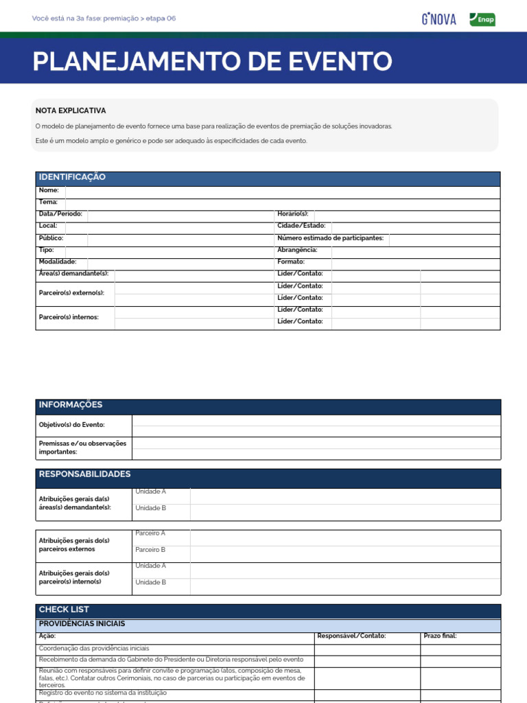Modelo de planejamento de evento | PDF