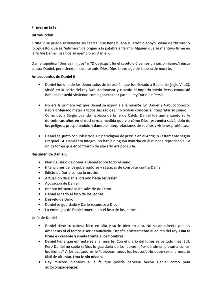 Fe Firme: Lecciones de Daniel 6 | PDF | Daniel (figura bíblica)