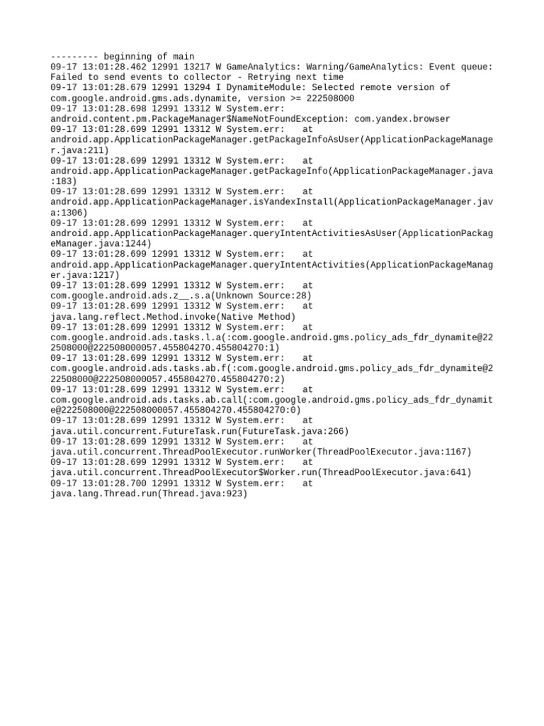 Android Debugging Log Analysis | PDF | Business | Computers