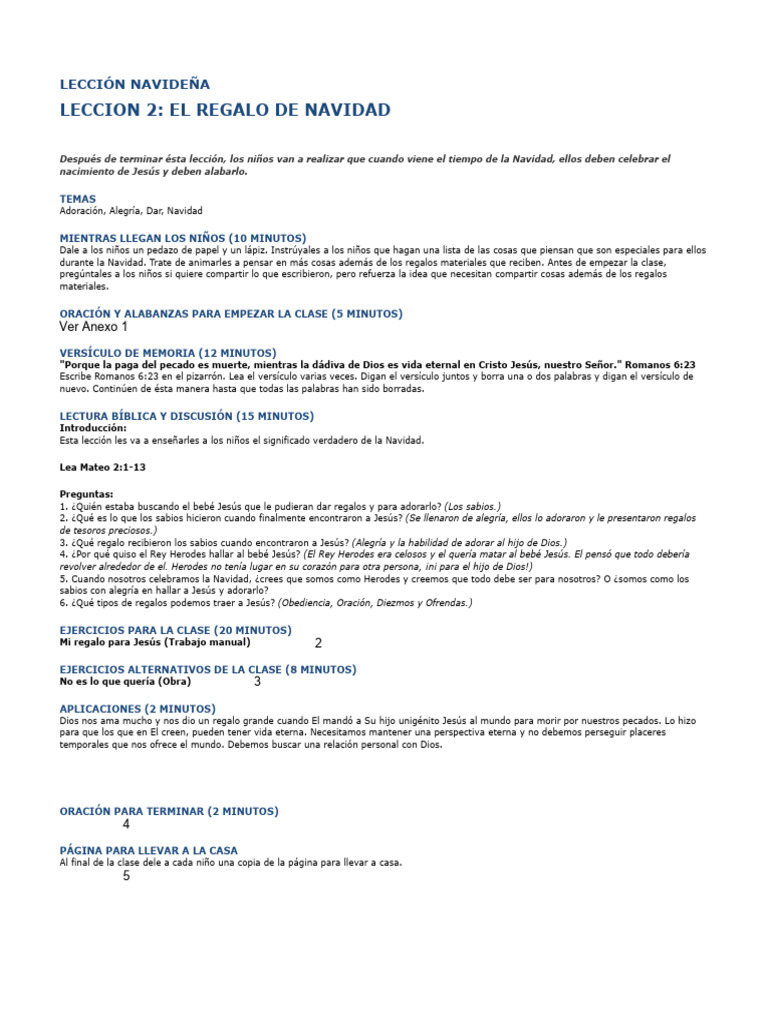 Leccion 2 - El Regalo de Navidad | PDF | Oración | Navidad
