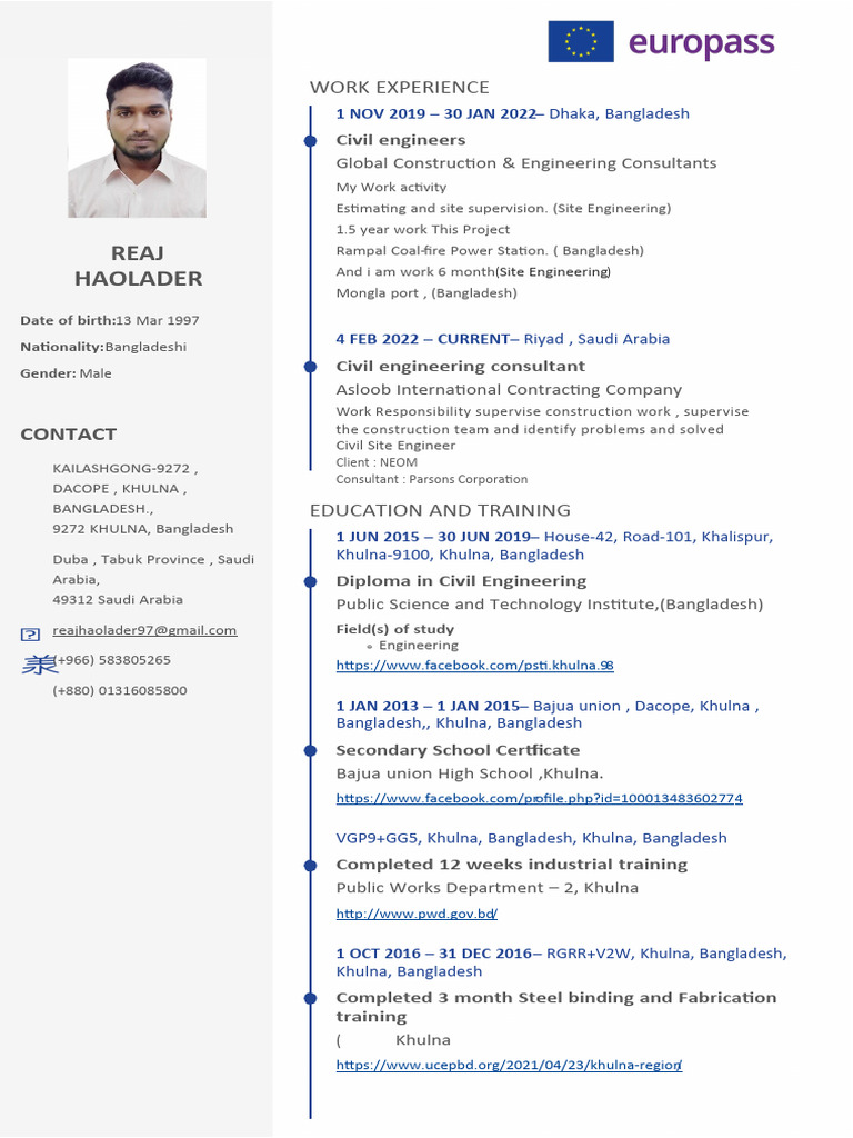 Europass English cv | PDF | Bangladesh | Computing