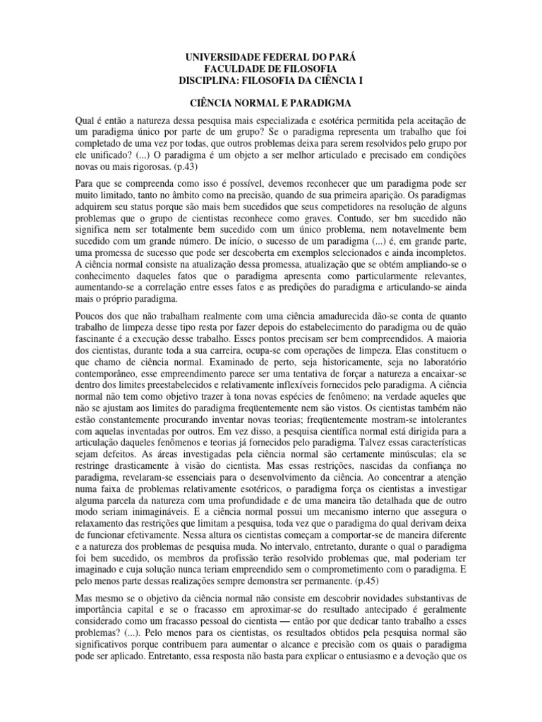 Ciência Normal e Paradigma Revisto | PDF