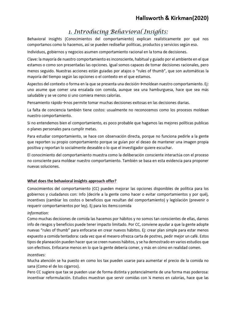 Behavioral Insights | PDF | Comportamiento | Pensamiento