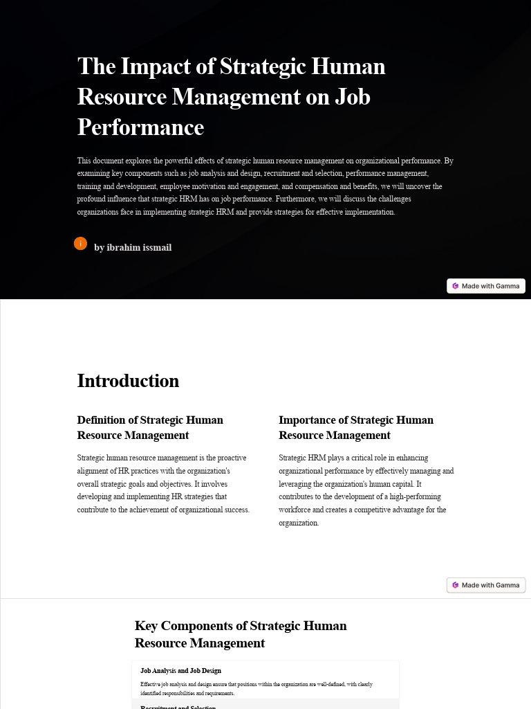 The Impact of Strategic Human Resource Management On Job Performance ...