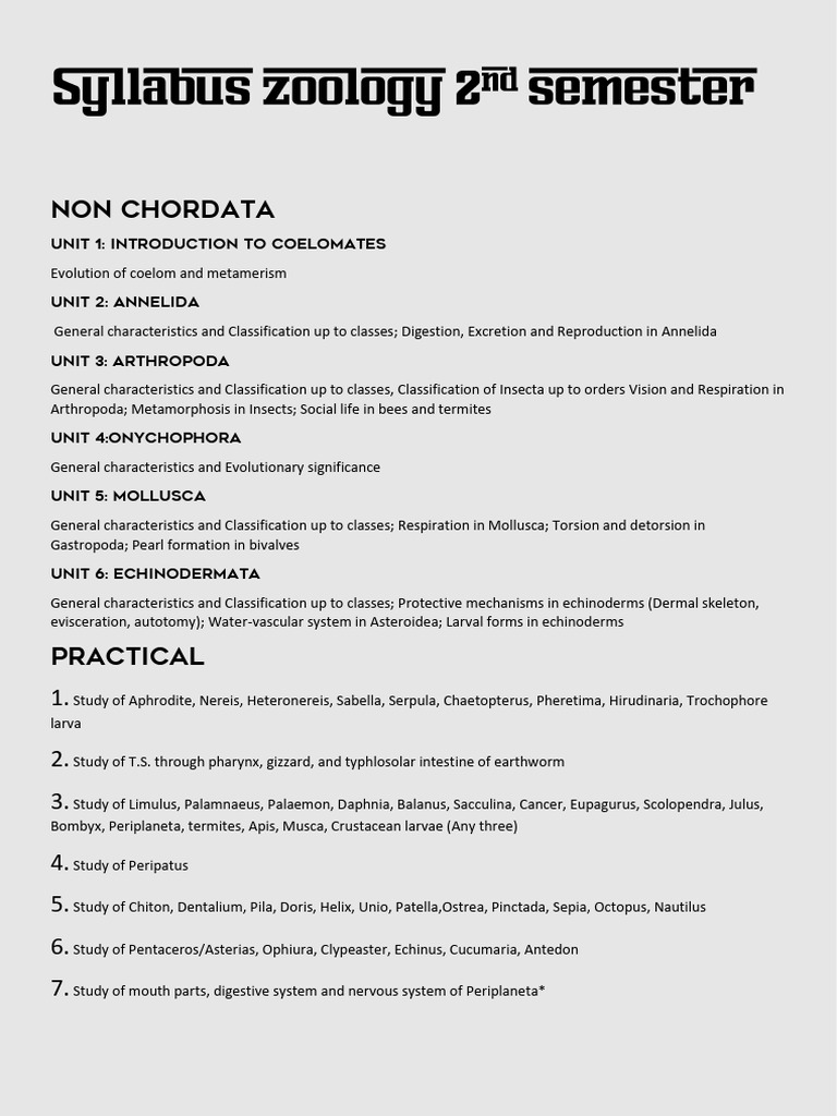Zoology & Cell Biology Syllabus | PDF | Cell (Biology) | Biodiversity