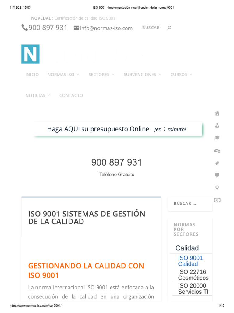 ISO 9001 - Implementación y Certificación de La Norma 9001 | PDF | Iso ...