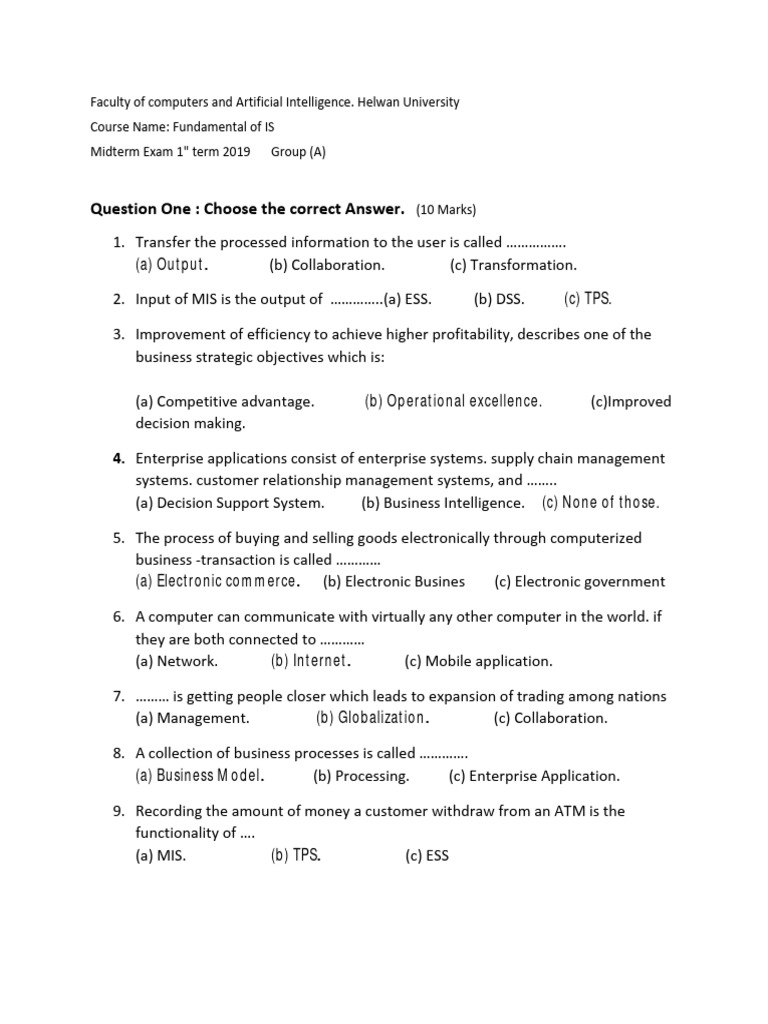 Midterm Exam 2019 | PDF