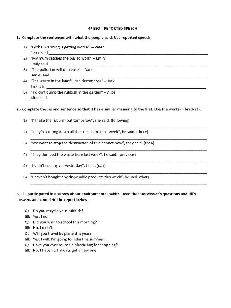 4º Eso Reported Speech | PDF