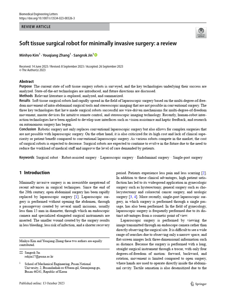 Soft Tissue Surgical Robot For Minimally Invasive | PDF