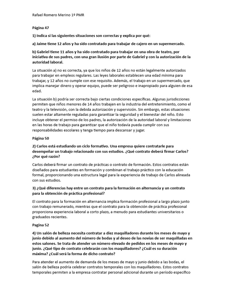 Ejercicios Tema 3 FOL | PDF | Business | Empleo