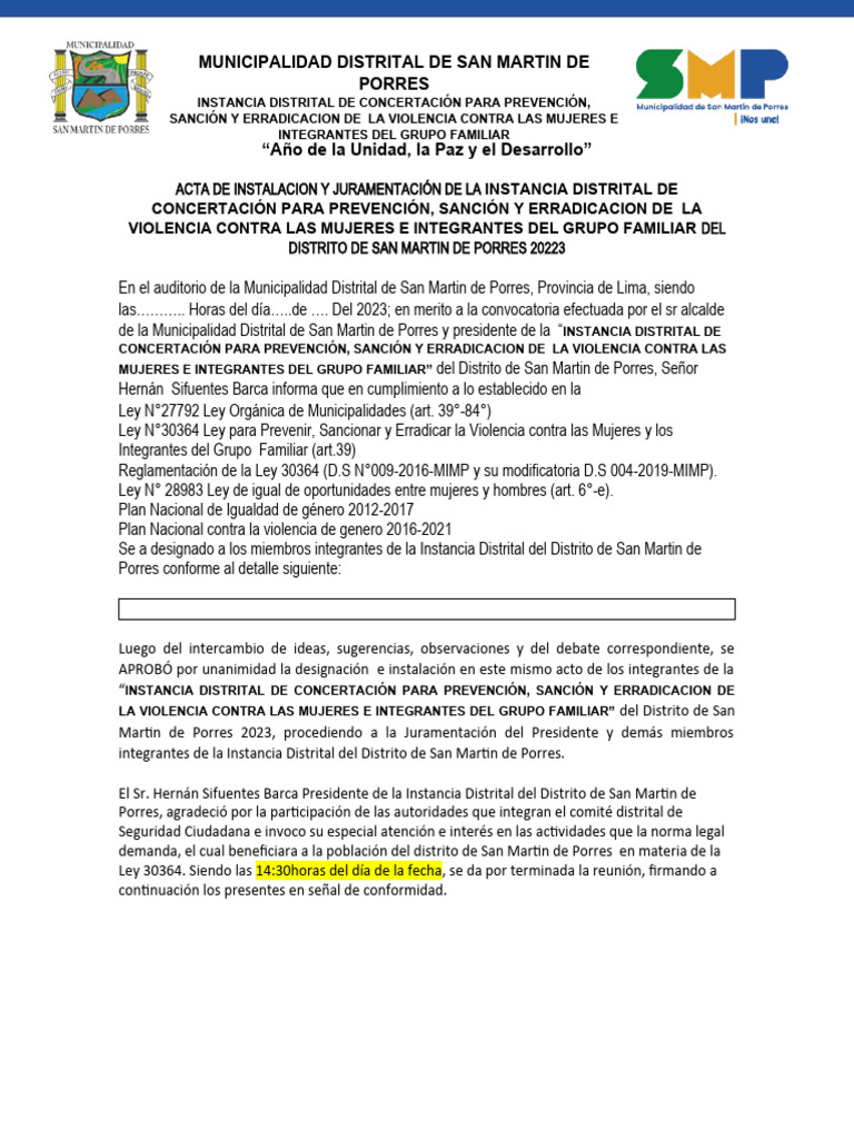 Modelo de Acta | PDF