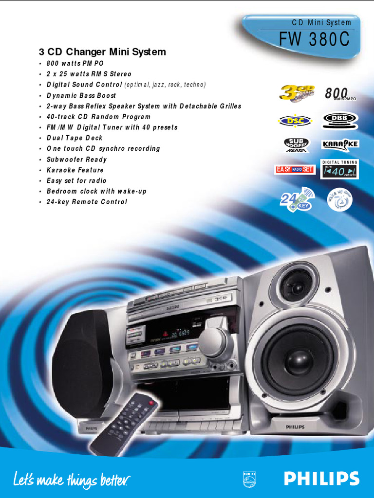 Philips FW380C Mini Hi-Fi System | PDF | Loudspeaker | Audio Electronics