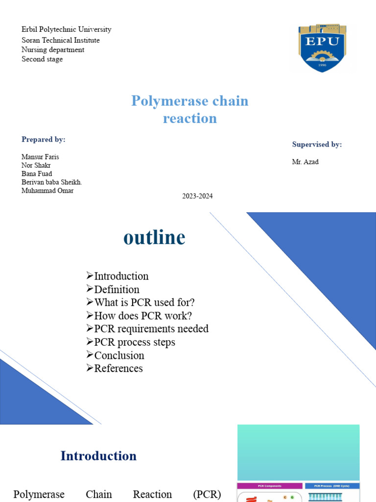Polymerase Chain Reaction: Erbil Polytechnic University Soran Technical ...