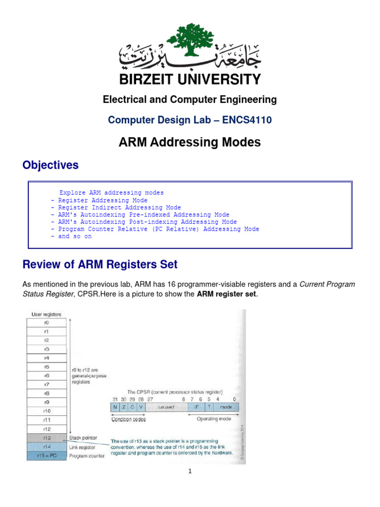 ARM Addressing Modes | PDF | Pointer (Computer Programming) | Computer Engineering