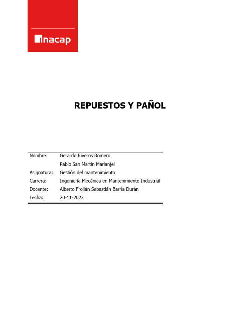 Gestión Eficiente de Pañol Industrial | PDF | Business | Inventario