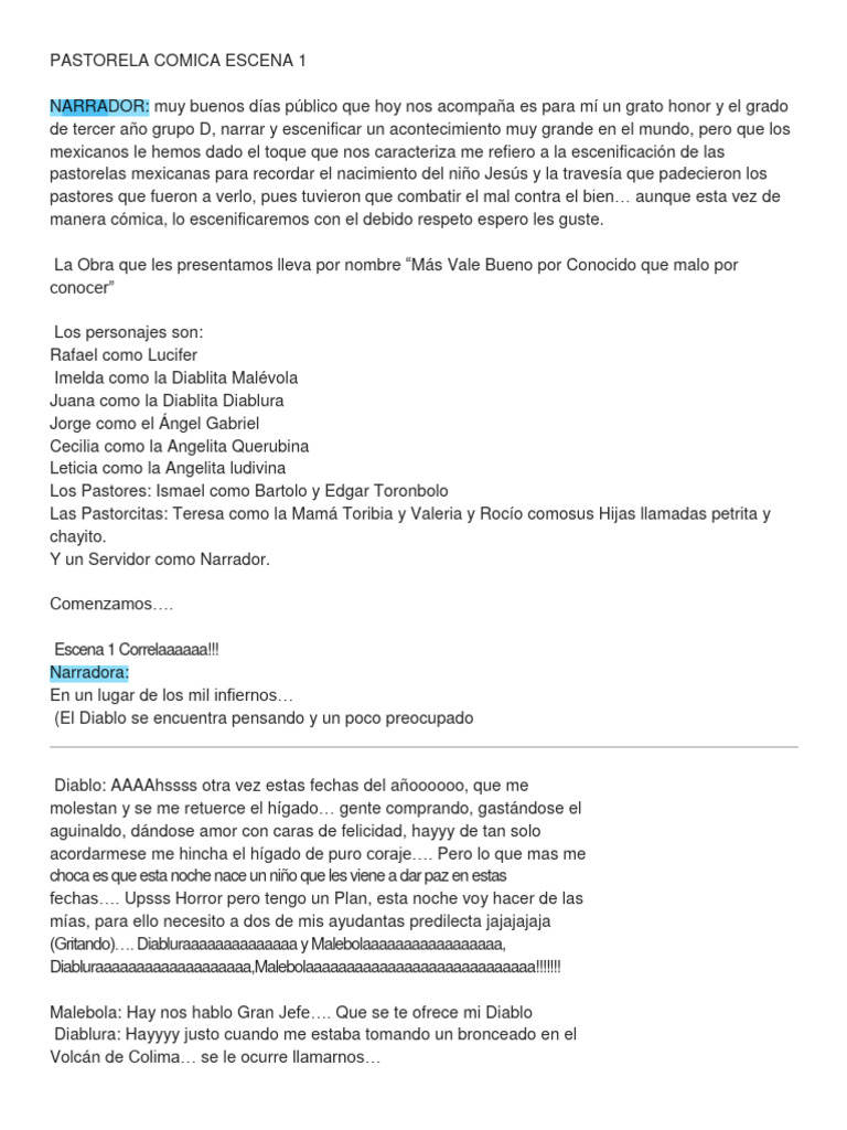 Pastorela Comica Escena 1 | PDF | Religión y espiritualidad