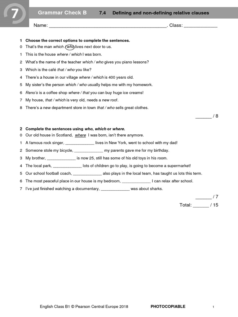ECB1 Tests Grammar Check 7.4B New2018 | PDF