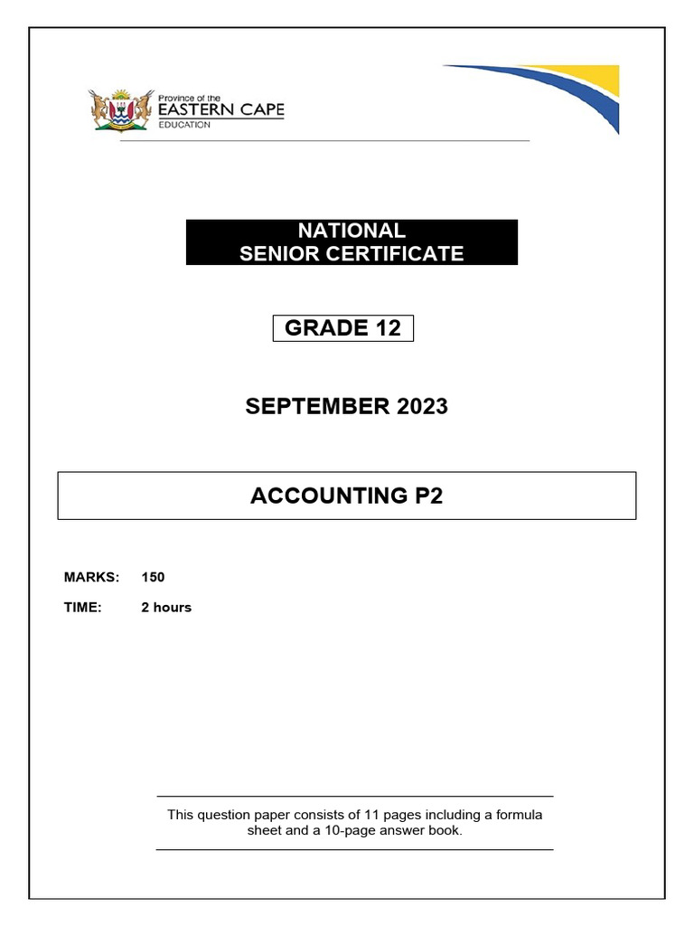 Accounting p2 Qp Gr12 Sept 2023_english | PDF | Dividend | Equity (Finance)