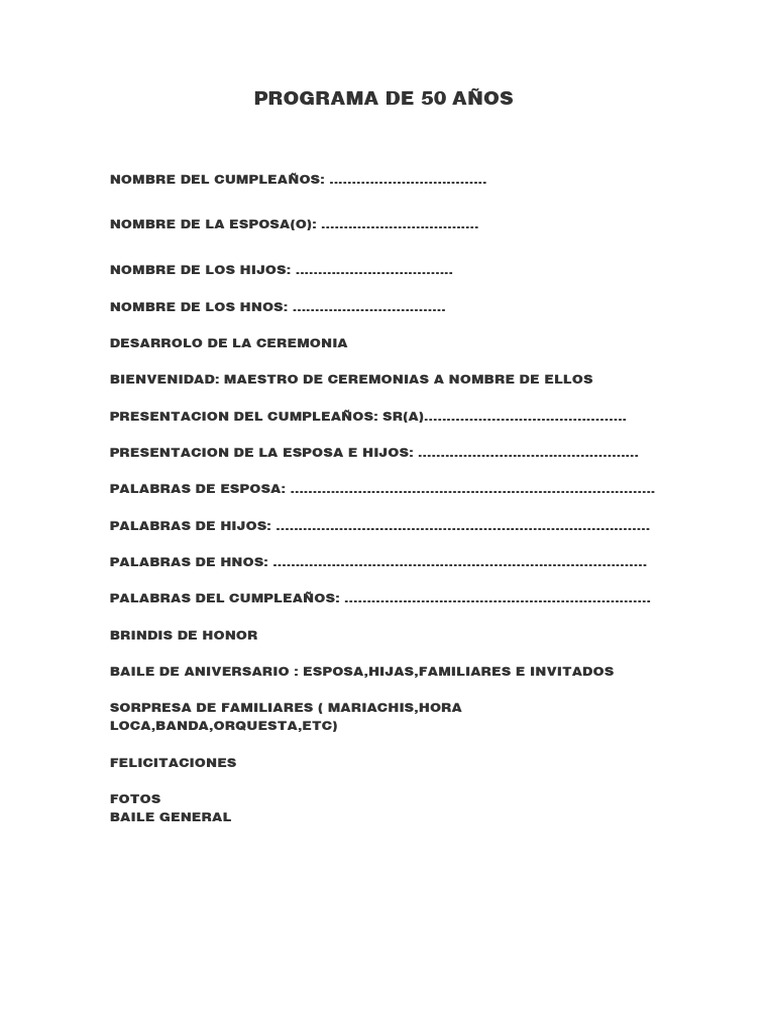 PROGRAMA DE 50 AÑOS JUAN ZAPATA | PDF