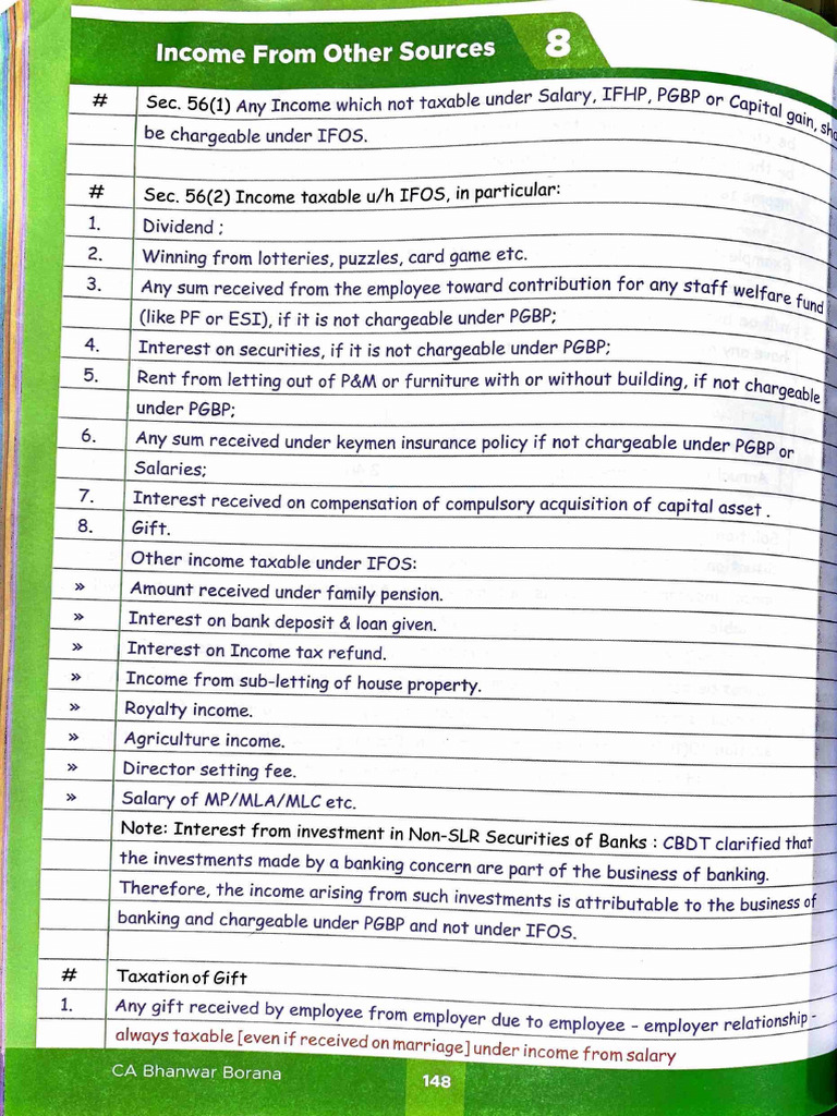 Income From Other Sources (Notes) | PDF