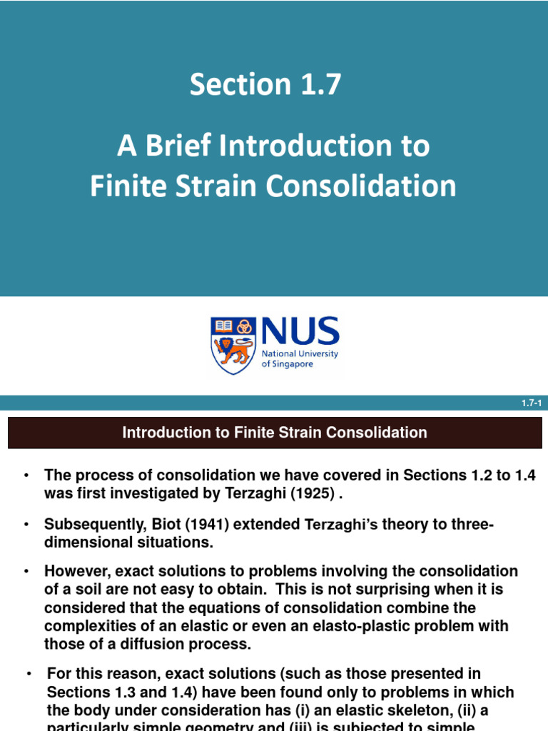 1.7 A Brief Introduction To Finite Strain Consolidation | PDF | Solid Mechanics | Applied And ...
