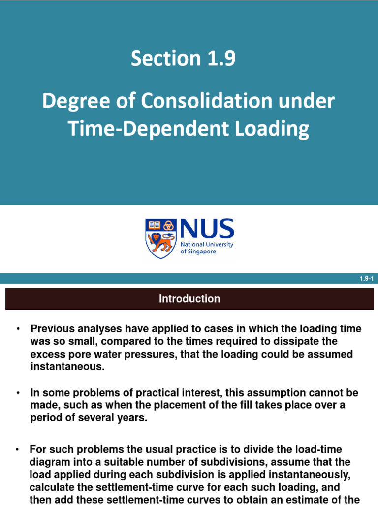 1.9 Degree of Consolidation Under Time-Dependent Loading | PDF